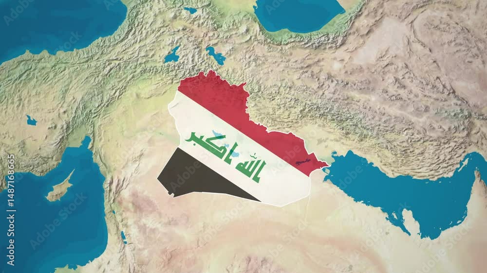 Stockvideon Zoom from Earth to Iraq. (Country Flag) World map animation ...