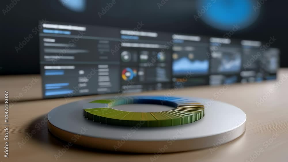 An immersive dashboard interface displaying key performance indicators ...