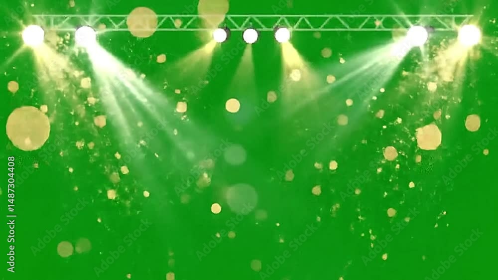 Award ceremony stage with flashing lights and falling particle spots on ...