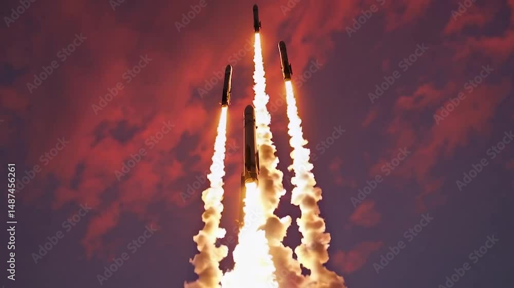 Missile Launch into the Sky – Powerful Rocket Firing Scene missile ...
