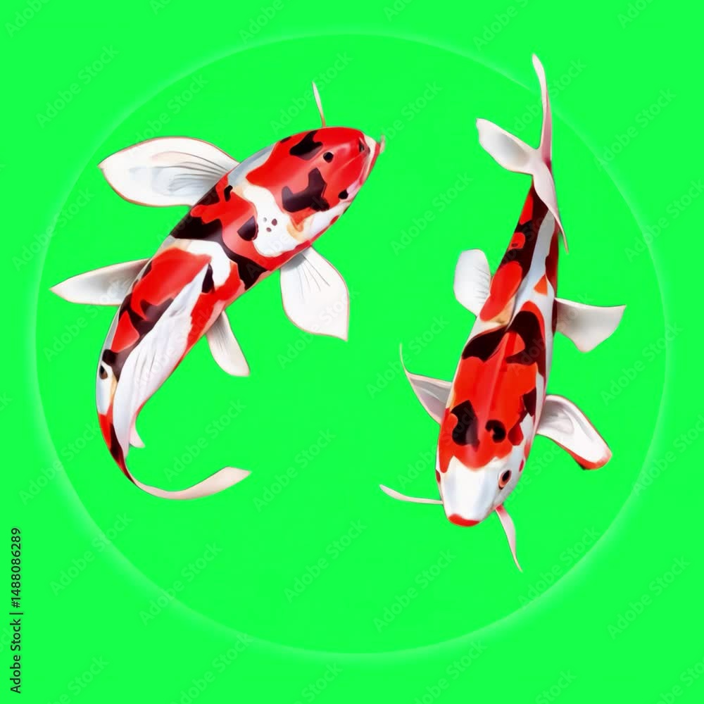 Koi fish swimming animation, transparent 4K video, green screen ...