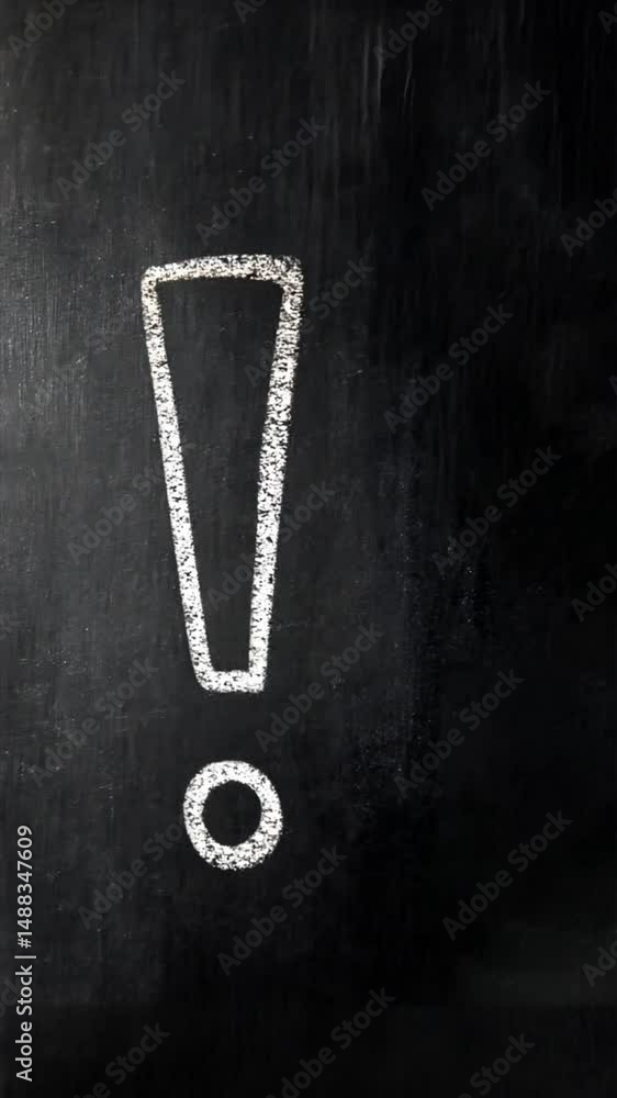 Simple chalk drawing of an exclamation mark on a blackboard, no entry ...