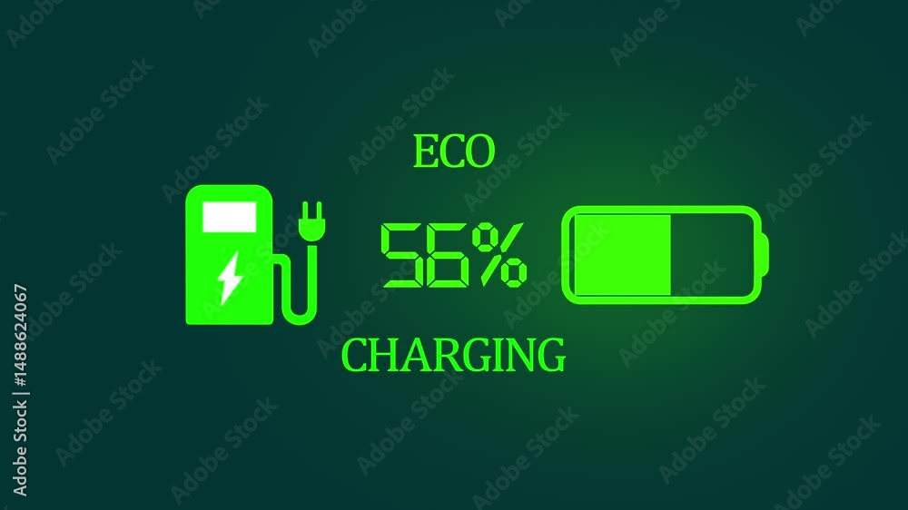 Electric Car Dashboard Display. Electric Car Charging Indicating The ...