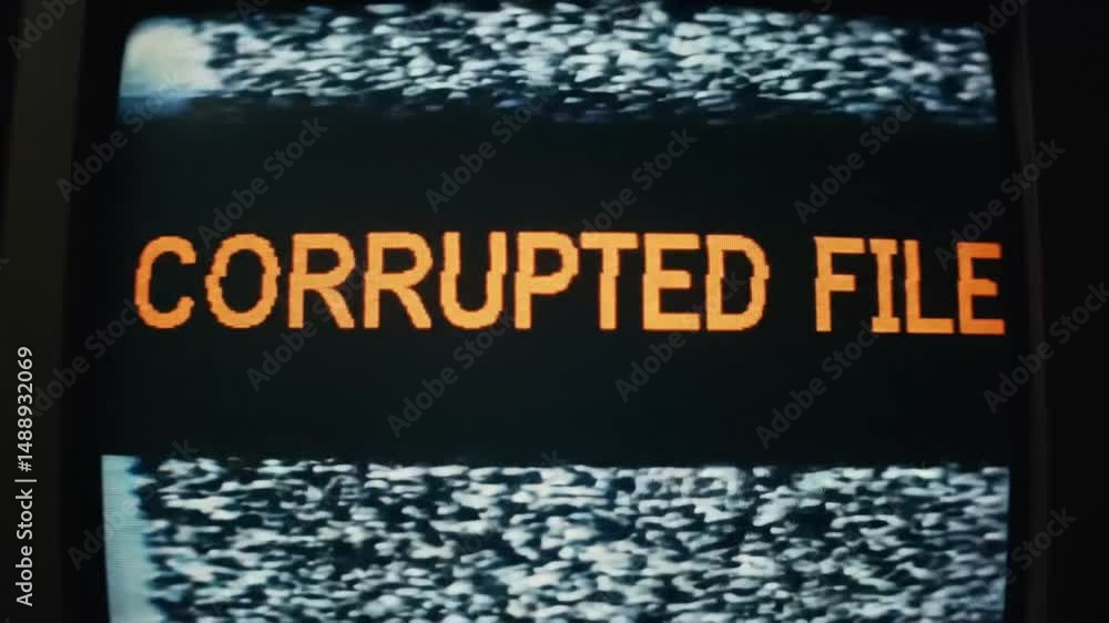 CORRUPTED FILE Glitch Text on Static TV Screen – Signal Error and Data ...