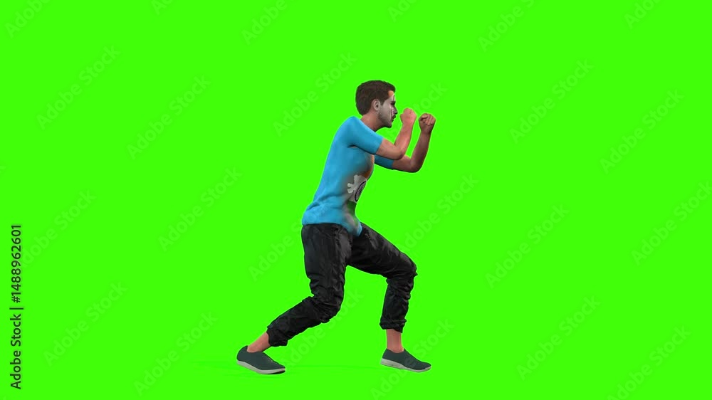 4k boy printed Indian flag on the face, punch blocking loop animation ...