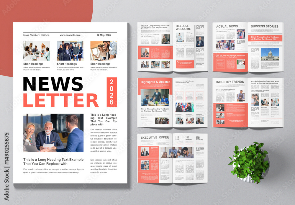 Classic Newsletter Template Layout Stock Template | Adobe Stock