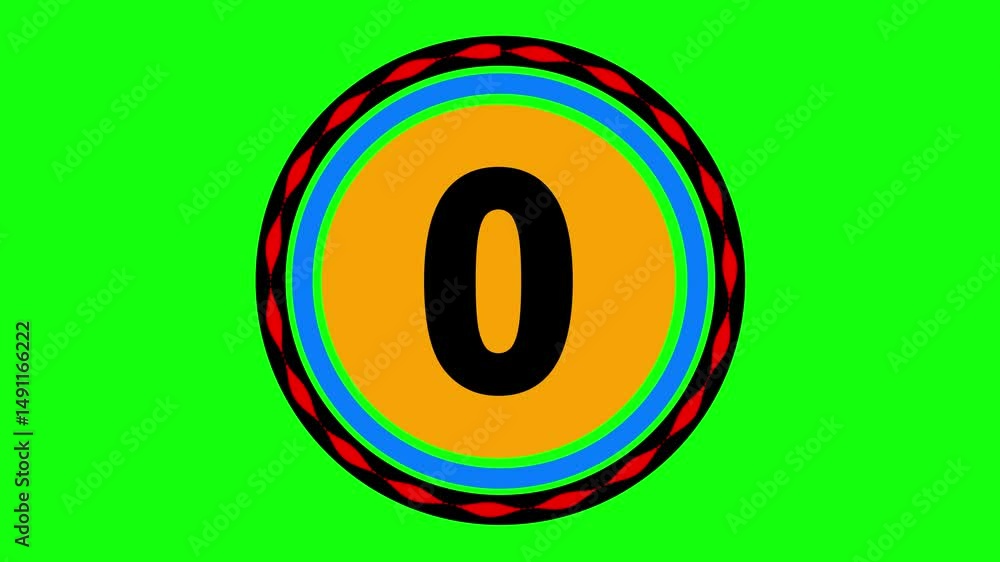 Countdown animation timer 5 to 0 seconds. futuristic rotating circles ...