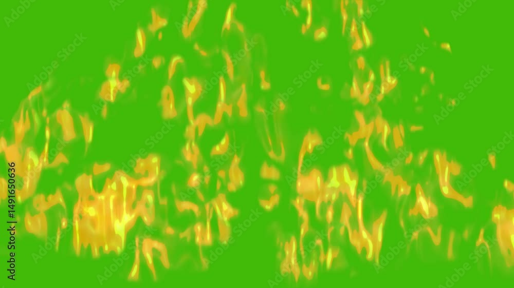 Spreading real fire flame isolated on green background. Captivating ...
