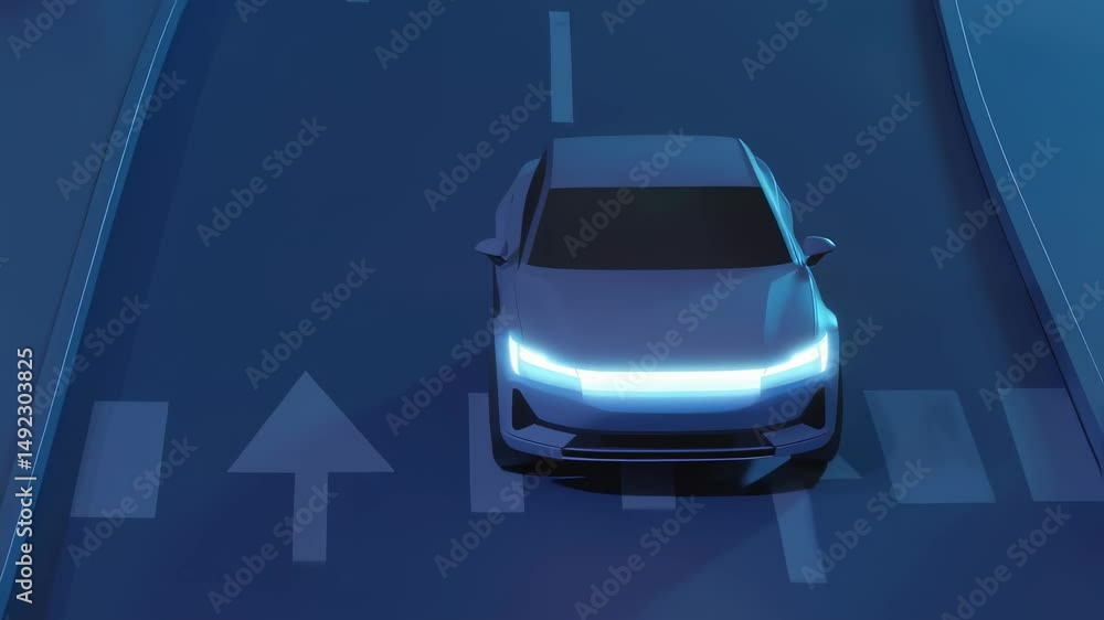 Smooth animation showcasing an autonomous electric vehicle gracefully ...