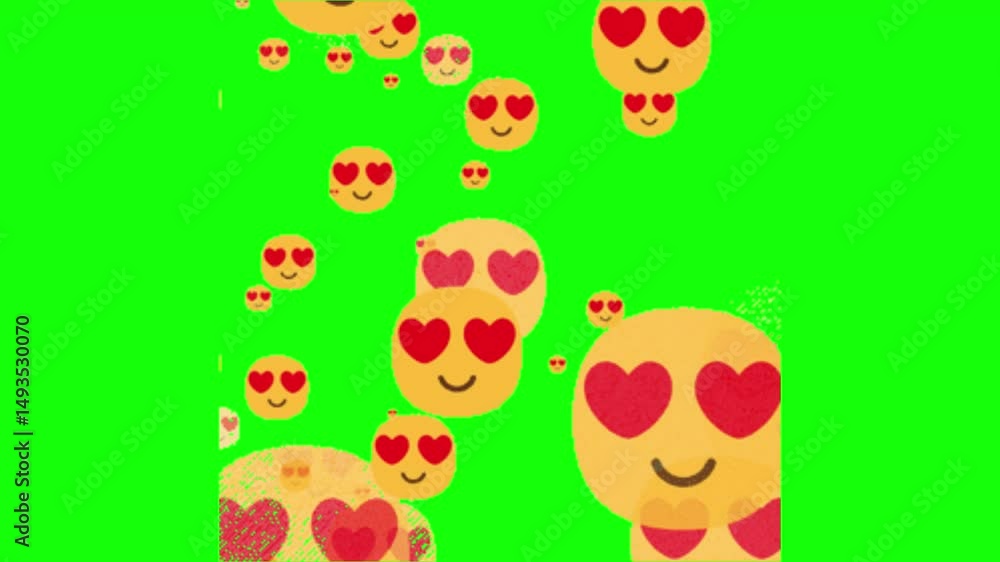 love emoji green screen animation motion graphic with chroma key clip ...
