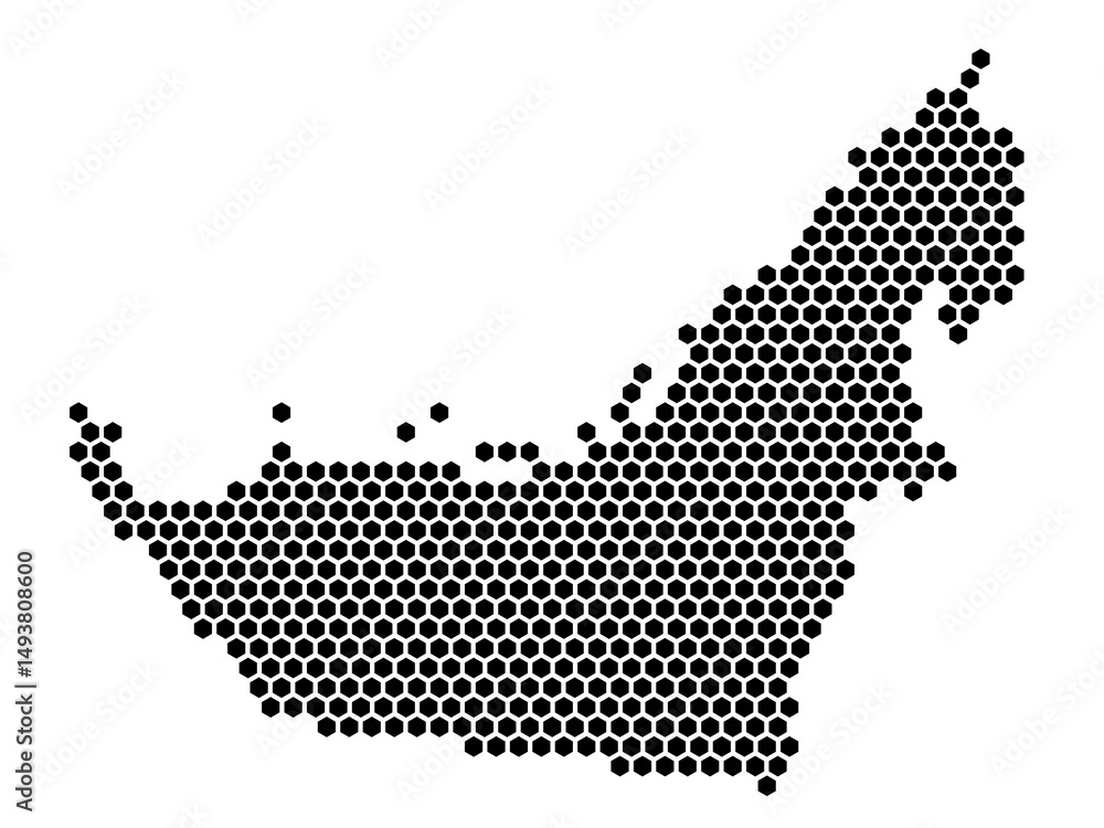 Poster Hexagonal Grid map of United Arab Emirates Small – Wall Art ...