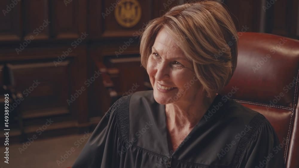 Cinematic Court of Law Trial: Humane Portrait of Impartial Smiling ...