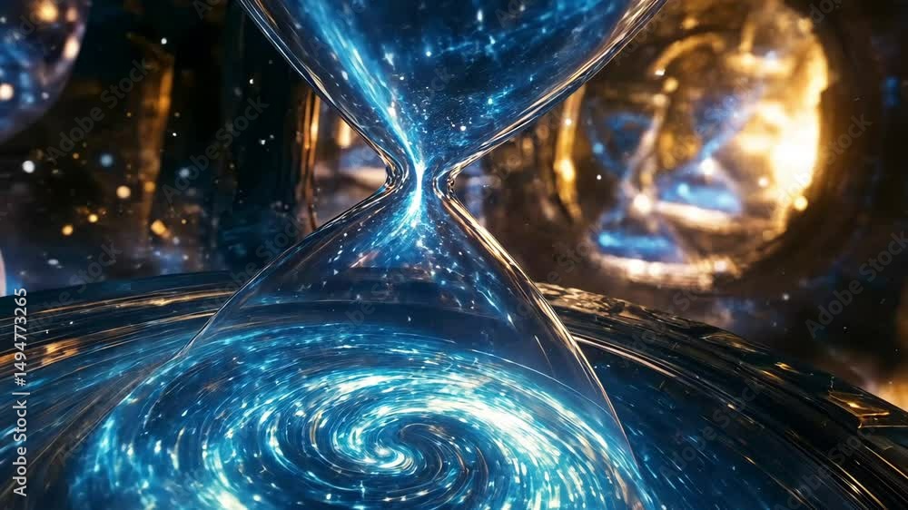 Experience the mesmerizing flow of time in a cosmic hourglass filled ...