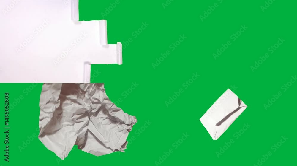 Animated 2d character green screen with torn paper, a notebook, a ...