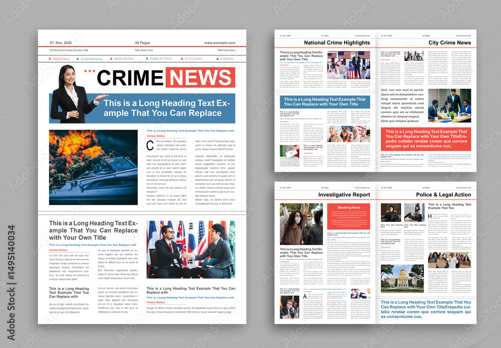Classic Newspaper Template Layout Stock Template | Adobe Stock