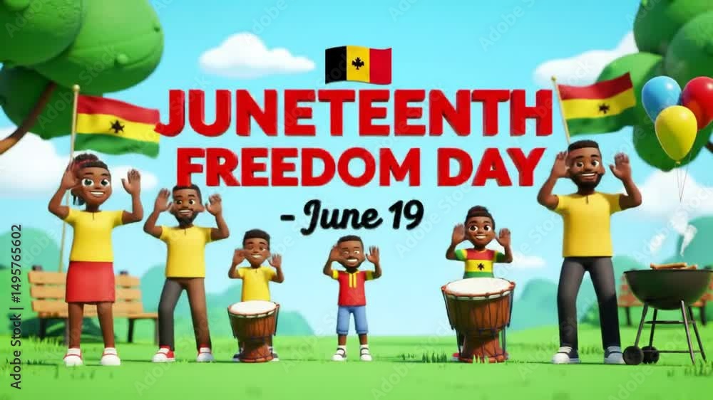 Juneteenth Freedom Day Celebration: Animated Family Drums, Celebrates ...