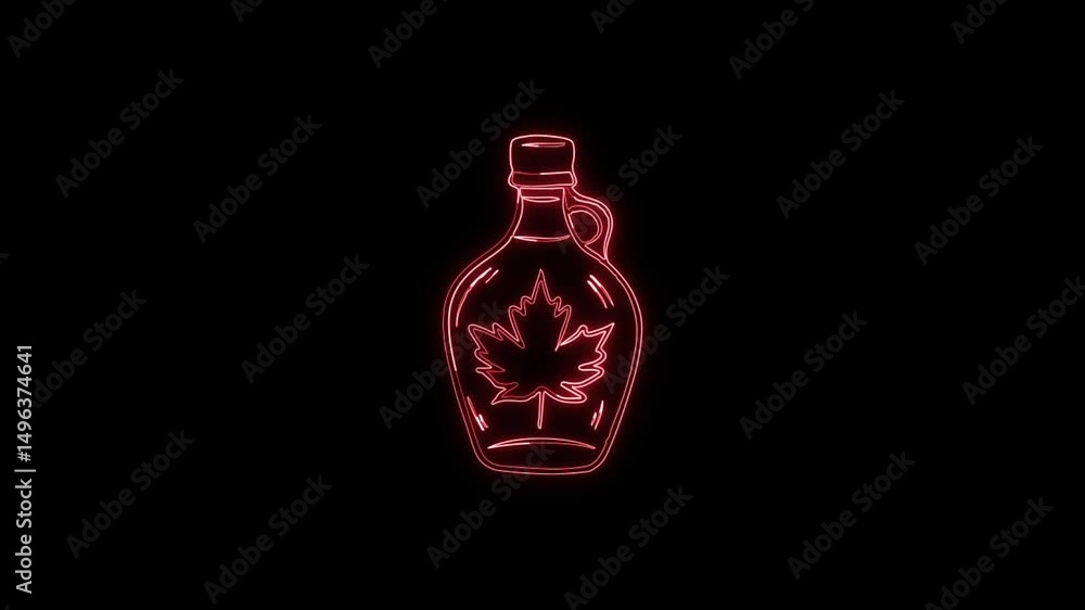 Glowing neon maple syrup icon animation with black background. HD ...