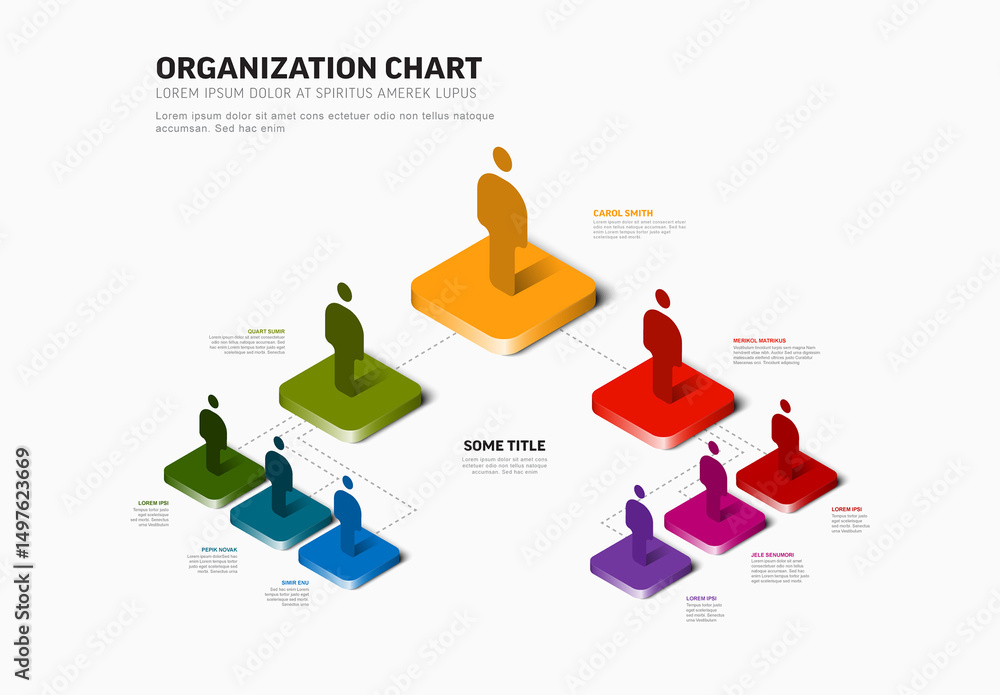 3D Isometric Organization Chart Displaying Business Hierarchy ...