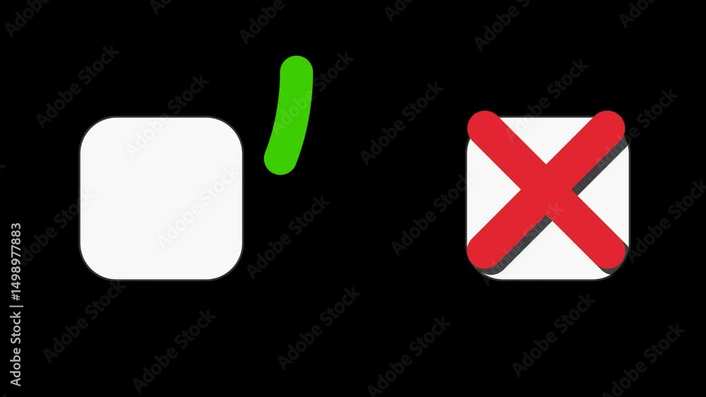 Vidéo Stock Video footage animation of check mark and cross mark in 4K ...