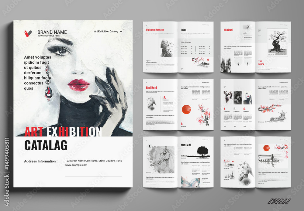 Minimal Art Exhibition Catalog Layout Stock Template | Adobe Stock