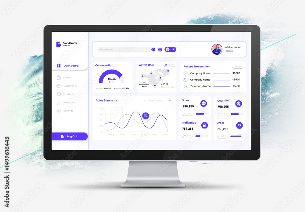 Saas Analytics Dashboard Overview UI Kit Stock Template | Adobe Stock