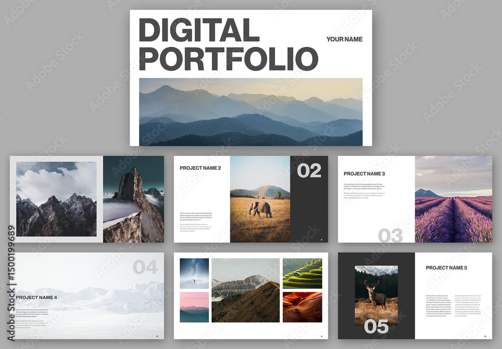 Digital Portfolio Layout Stock Template | Adobe Stock