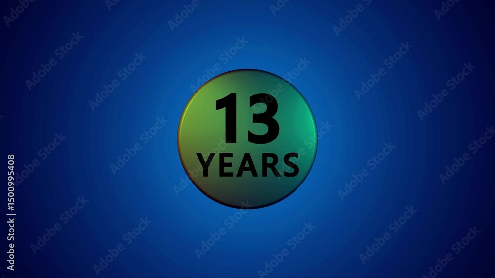 13 Years, 3D Rendering. Glow Alphabet Number in sphere ,13 Years Text ...