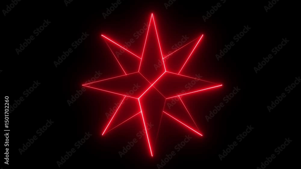 Neon star Border animation ,glowing neon frame Neon glowing six hand ...