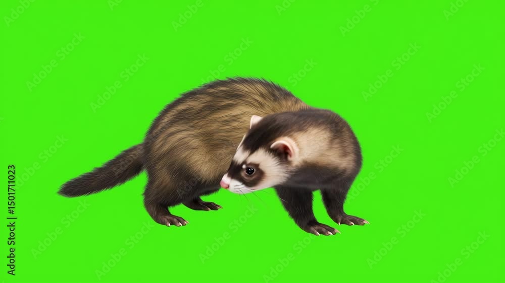 Ferret Standing Side View on Green Screen Isolated Image Stock Video ...