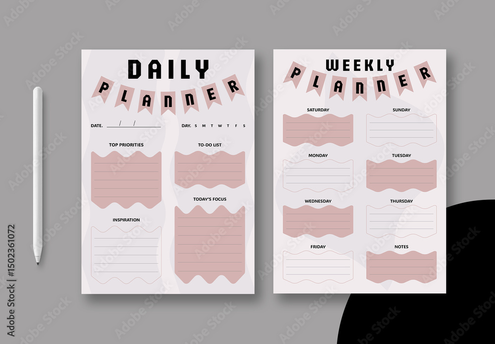 Daily And Weekly Planner Template Stock Template | Adobe Stock