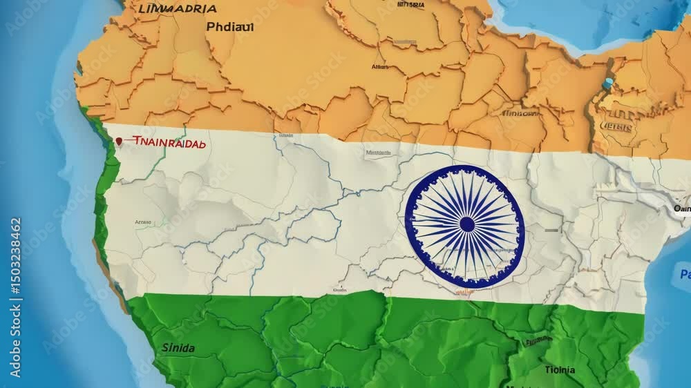 India map displays national flag colors transitioning across geographic ...
