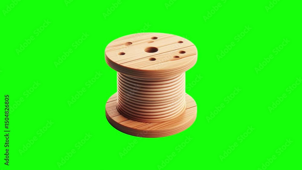 Wooden cable spool green screen animation motion graphic in 4K high ...