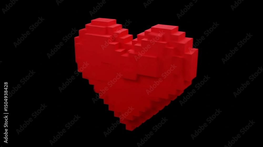 8-bit Pixel Heart Animation A Retro-Style Animated Red Heart for Digital Projects, Videos, and ...