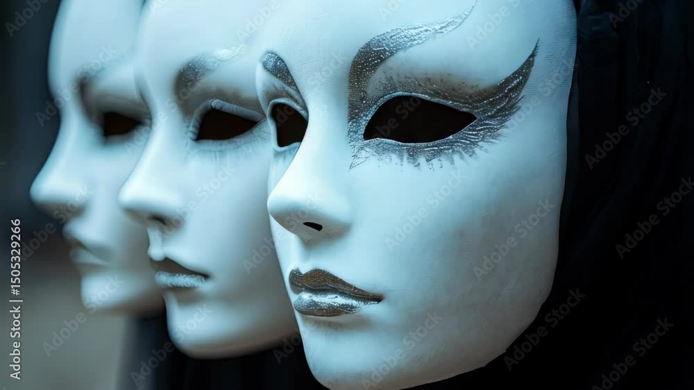 video of White masks covering hidden identities, mystery, and ...