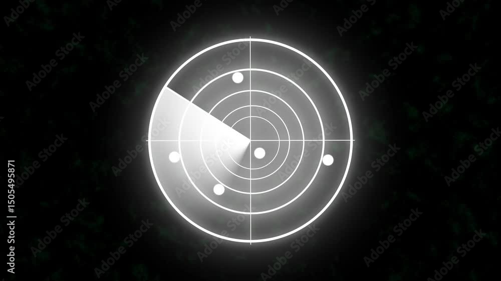 Signal transmitted Sonar radar. Glow background with white color ...