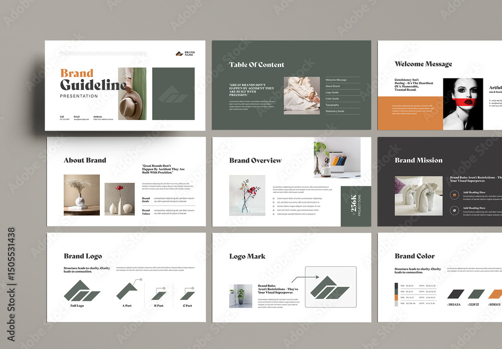 Brand Guideline Presentation Template with Style Guide Layout Stock ...