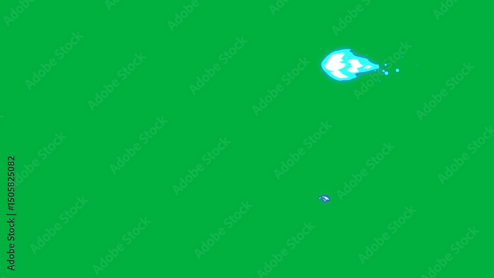 2d character, animated cartoon blue comet, glowing orb, energy trail ...