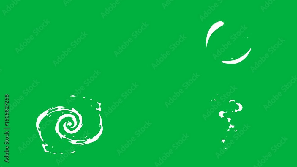 2d character, swirl, spiral, streak on green screen, chroma key, 4k ...