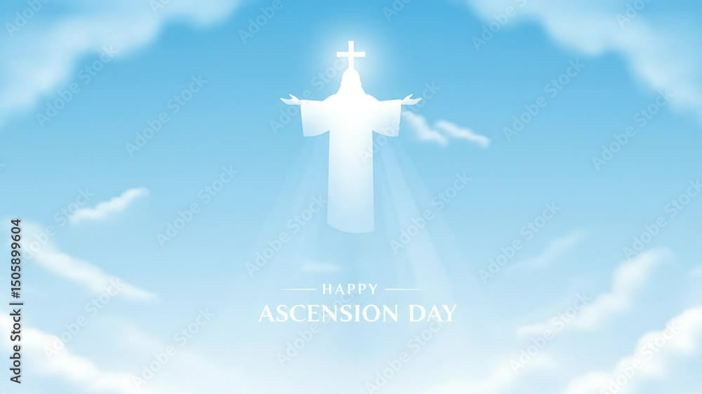 Happy Ascension Day: Radiant Silhouette of Jesus Christ Ascending to ...