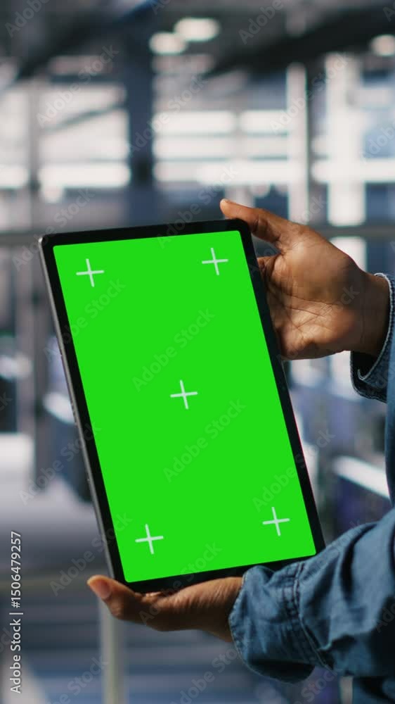 Vertical video Data center engineers monitoring neural network LLM ...