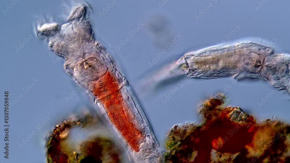Rotifera under microscope 400x DIC 素材庫影片 | Adobe Stock