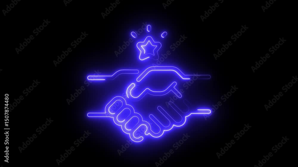 Stockvideon eon glowing handshake icon, agreement symbol, 4K motion ...