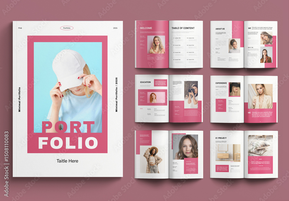 Pink Portfolio Layout Stock Template | Adobe Stock