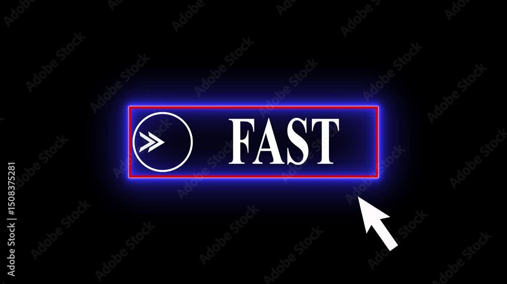 Glowing mouse cursor animation pointing towards Fast button in looping ...