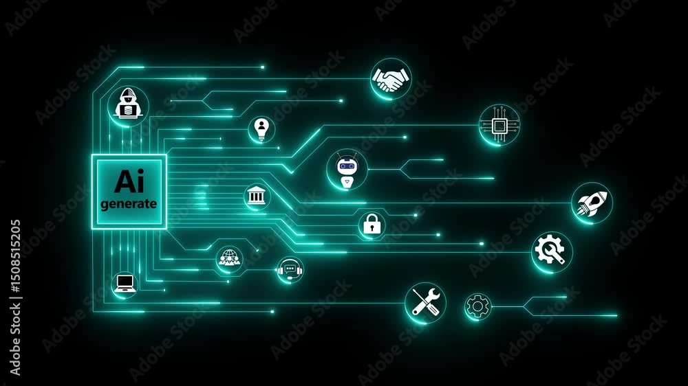 AI generate animation generate AI artificial intelligence icon symbol ...