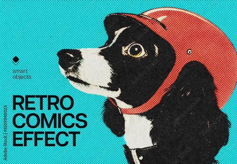 Retro Comics Photo Effect Mockup Stock Template | Adobe Stock