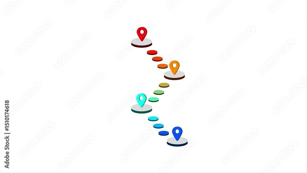 Milestone animation with four checkpoints along a disc-shaped path ...