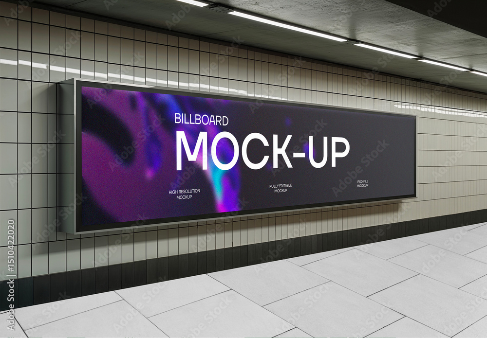 Subway Advertising Display Billboard Mockup Stock Template | Adobe Stock