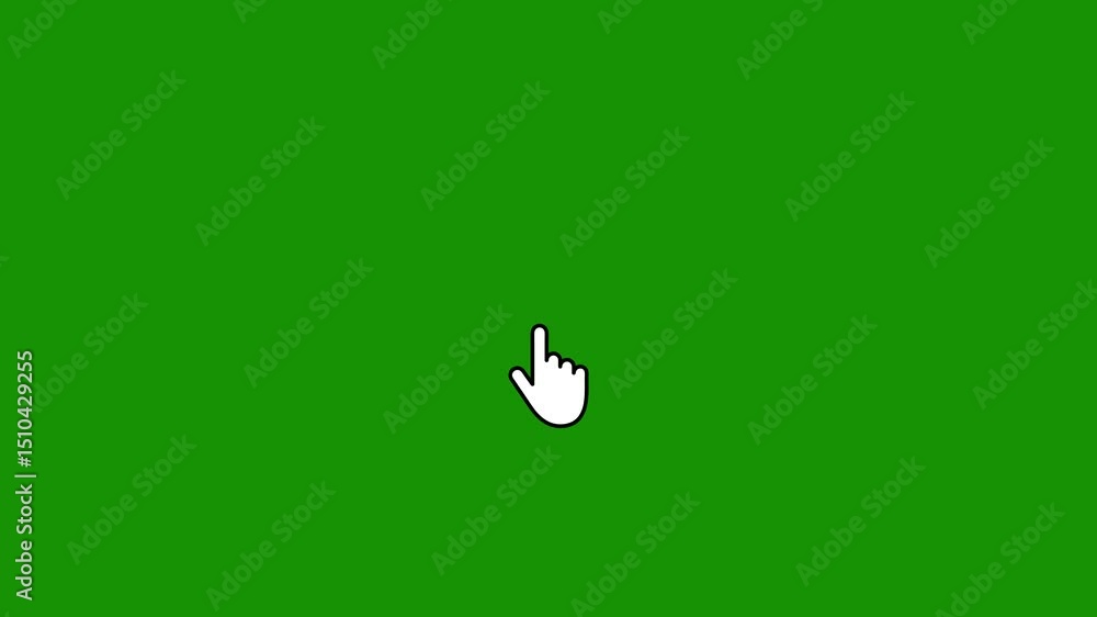 Hand cursor, green screen background. Computer mouse click gesture with ...