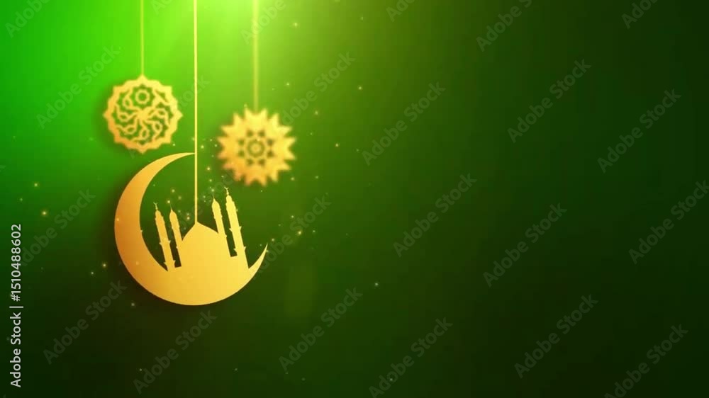 Eid-ul-Adha Animation, decorations with golden accents and moon ...